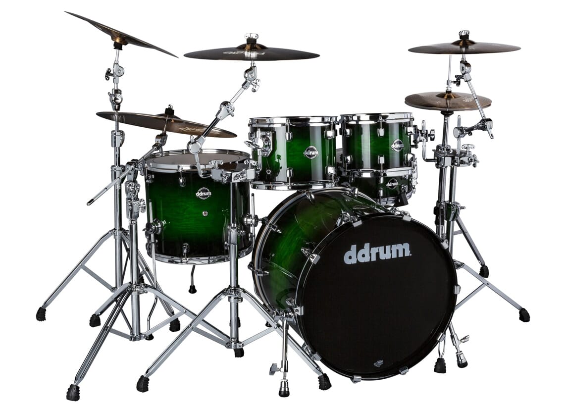 DOMINION BIRCH 5PC SHELL PACK WITH ASH VENEER GREEN BURST | ddrum